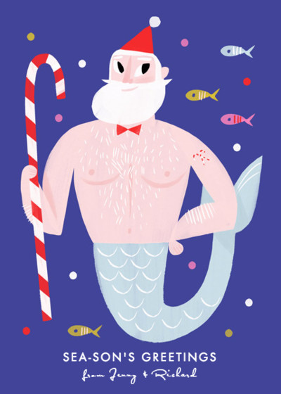 Santa Merman | Christmas Card Set | Papier